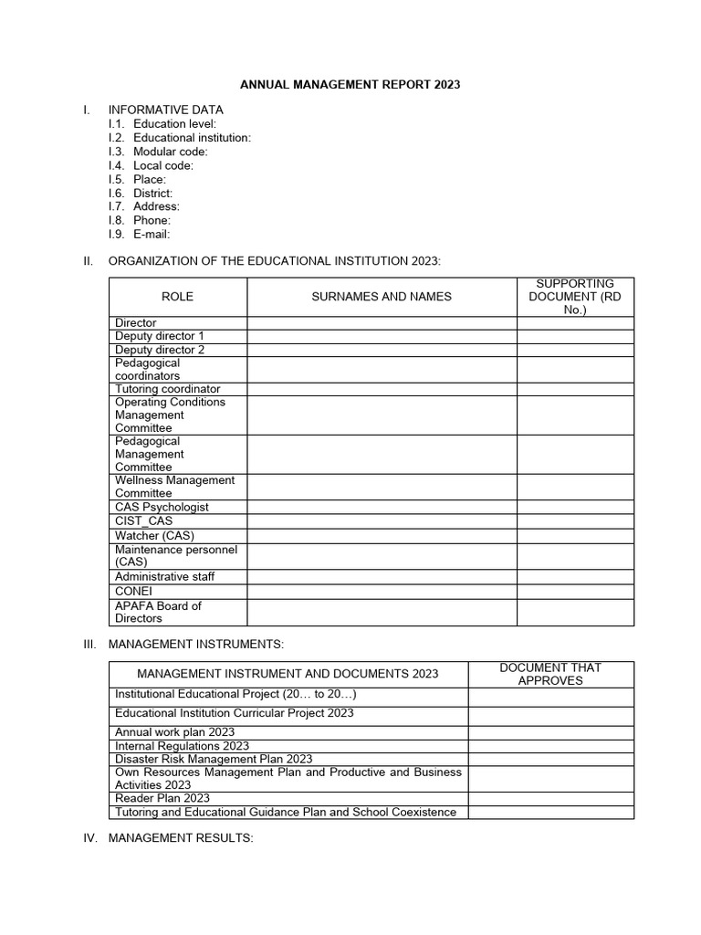 Annex 1 - 2023 ANNUAL MANAGEMENT REPORT | PDF | Pedagogy | Violence