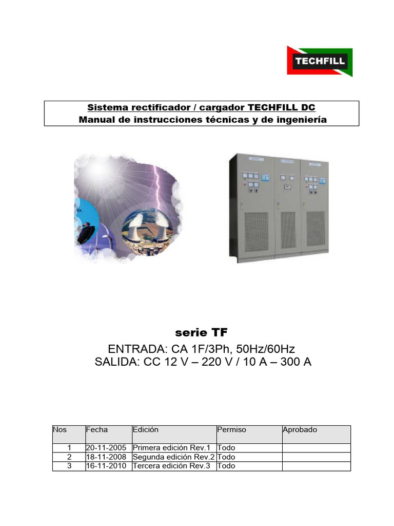 Manual Técnico Rectificador TECHFILL | PDF | Corriente continua | Corriente alterna