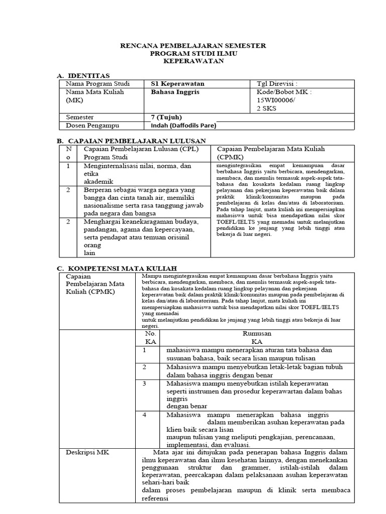 RPS Bahasa Inggris 2022 | PDF