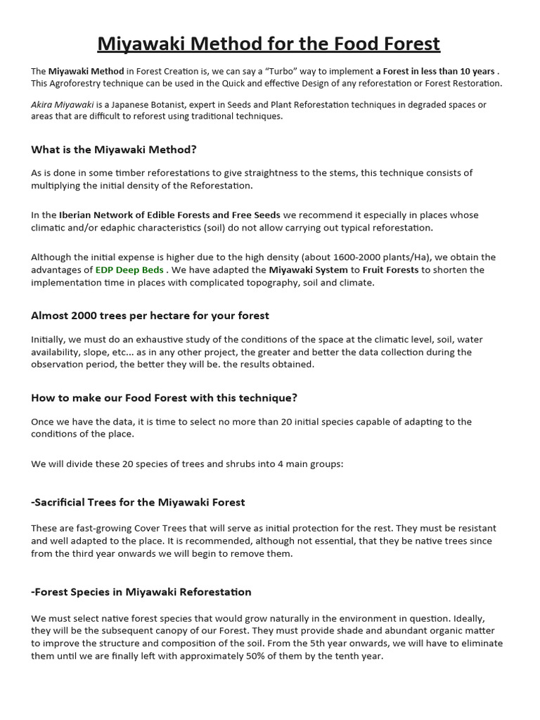 Miyawaki Method For The Food Forest | PDF | Forests | Trees