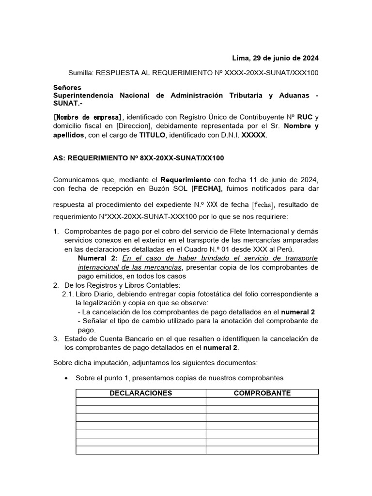 Carta Atención A Requerimiento Modelo Con Diario | Descargar gratis PDF ...