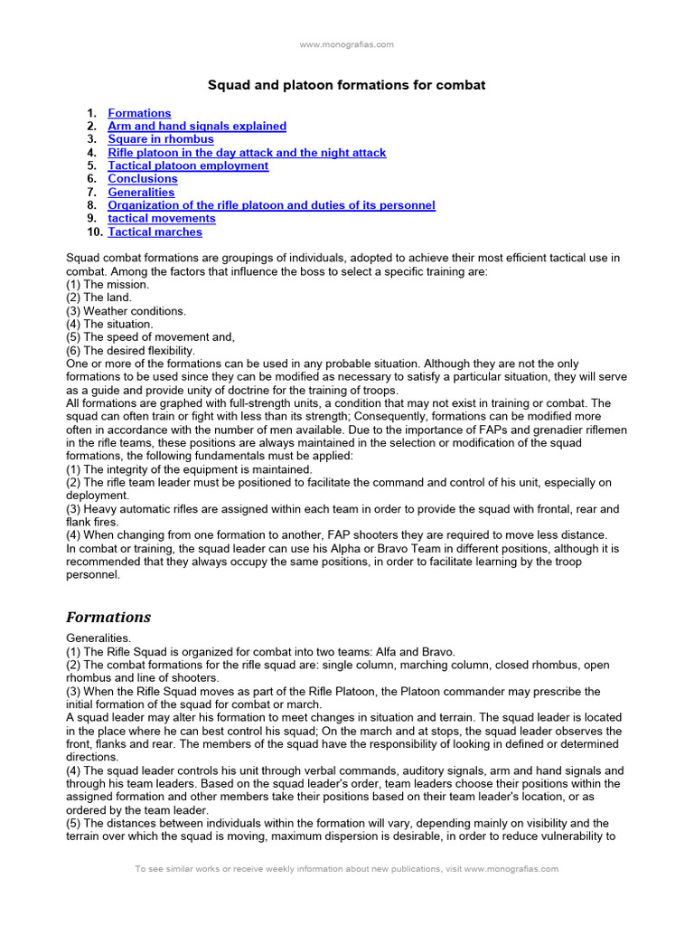 Squad Formations and Their Combat Platoon | PDF | Platoon | Company ...