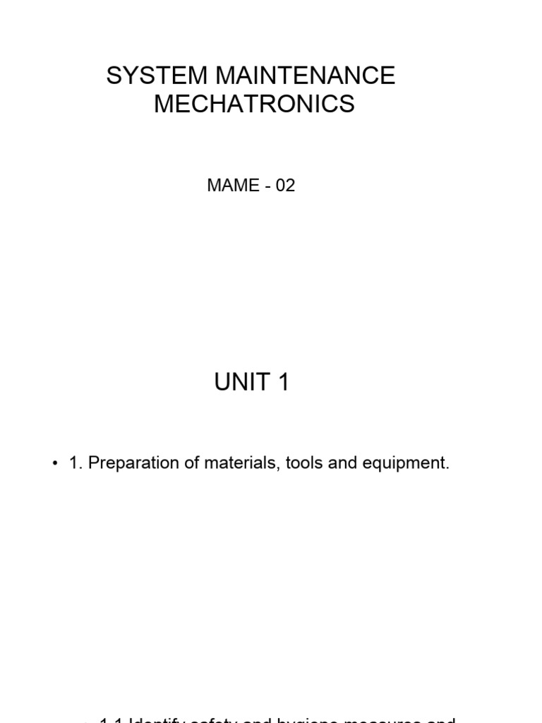 Mechatronic Systems Maintenance Safety Guide | PDF | Occupational ...