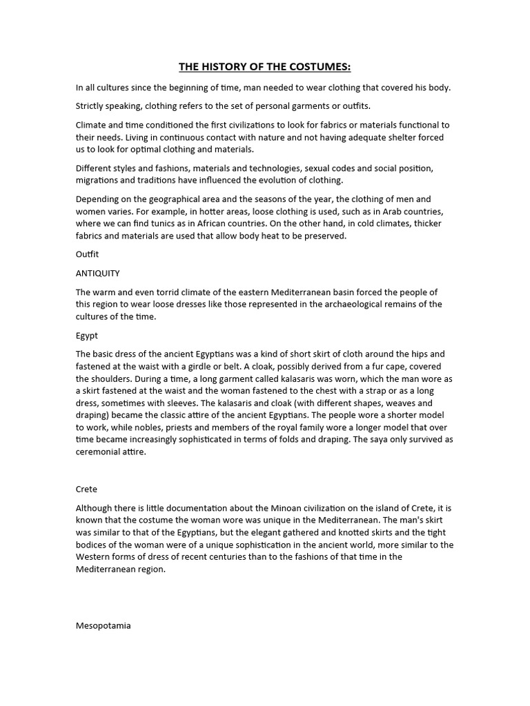 The History of Costumes | PDF | Clothing | Fashion