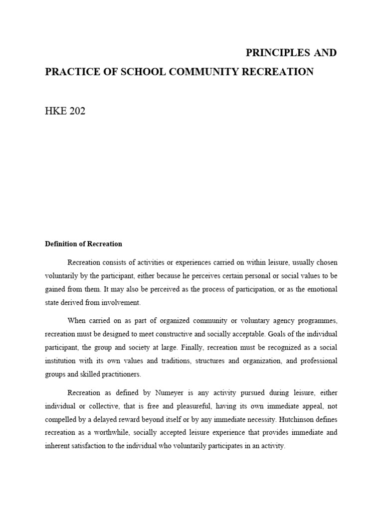 Community Recreation 1 | PDF | Recreation | Motivation
