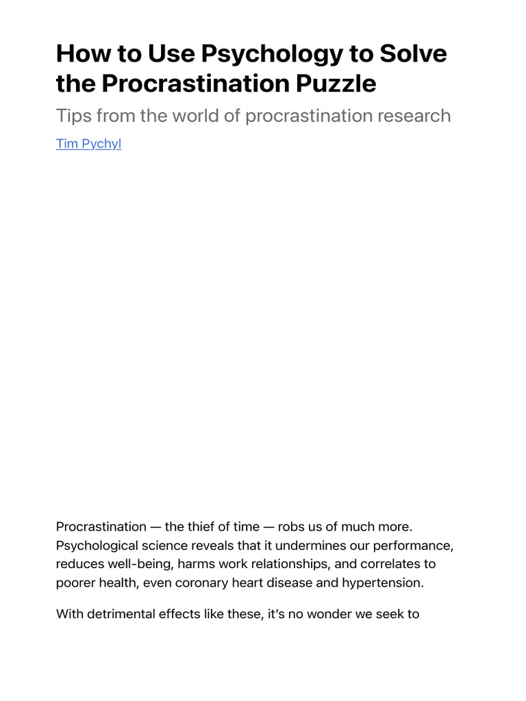 How To Stop Procrastinating What Science Says Better Humans Pdf Procrastination 