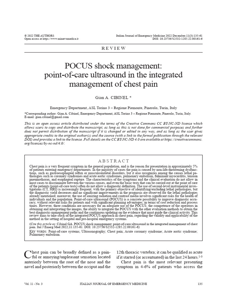 Cibinel - 2023 - POCUS Shock Management Point-Of-care Ultrasound I | PDF | Thorax | Heart