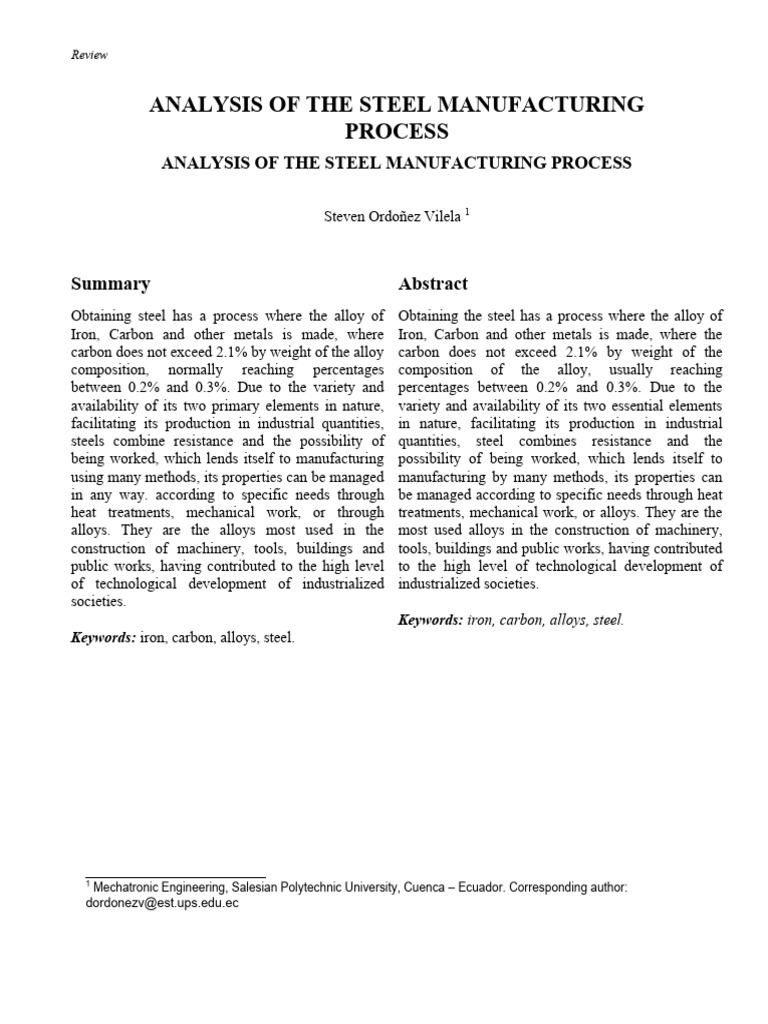 Analysis of The Steel Manufacturing Process | Download Free PDF | Steel ...