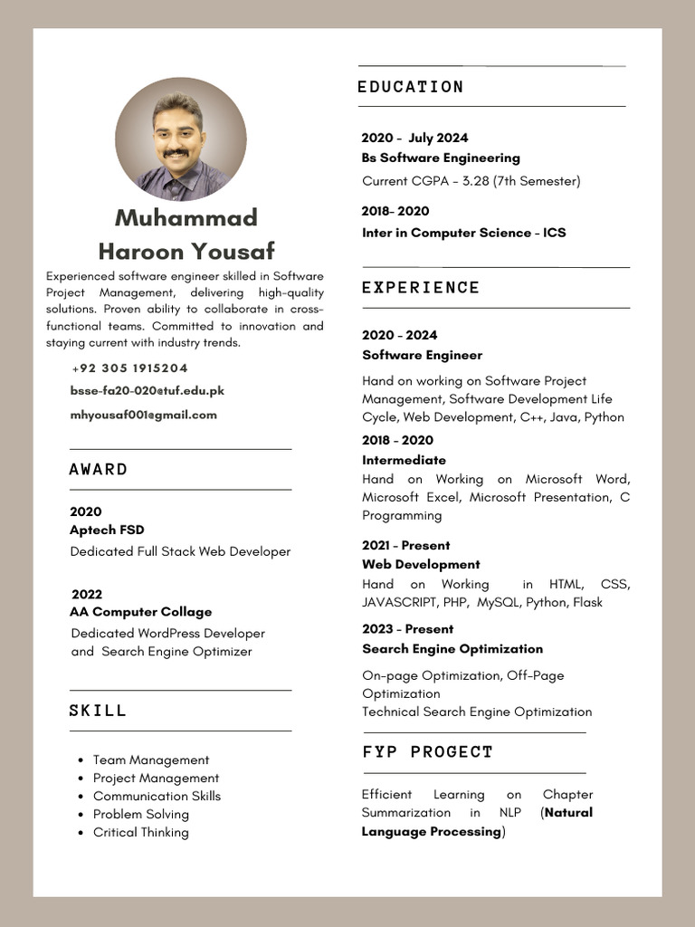 CV Haroon | PDF | World Wide Web | Internet & Web