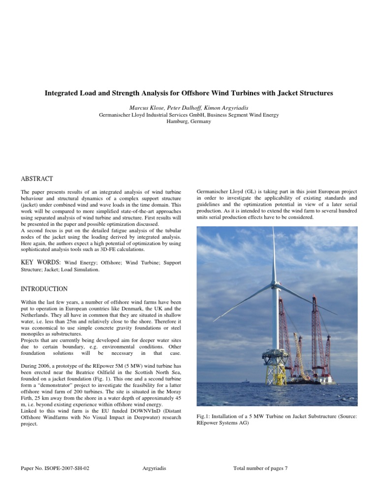 Integrated Load Analysis for Jacket Turbines | PDF | Wind Power ...