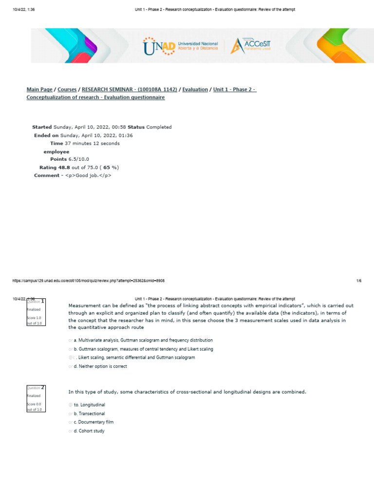 Unit 1 - Phase 2 - Research Conceptualization - Evaluation ...