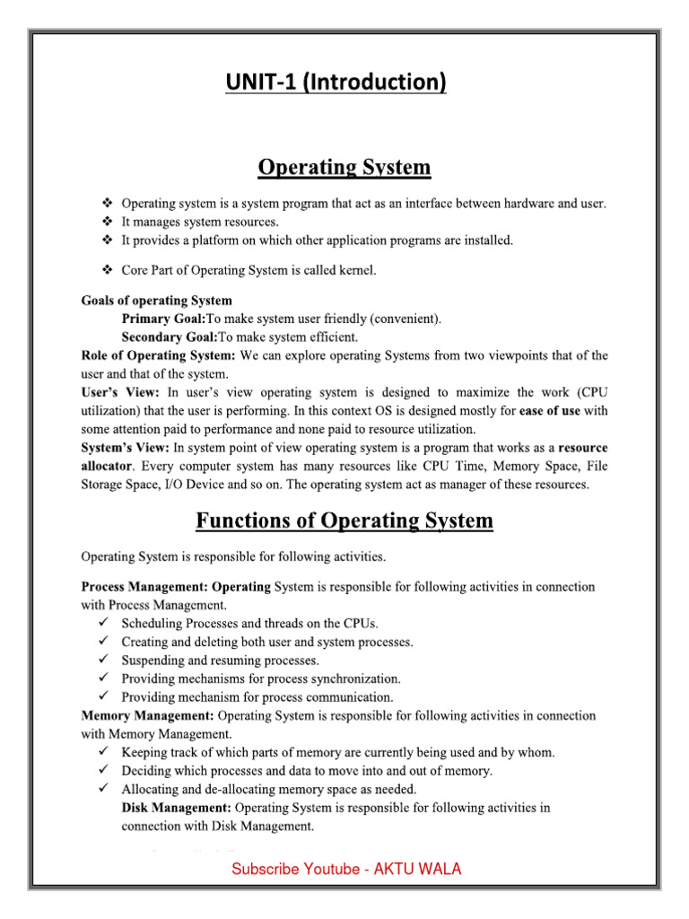 OS Unit-1-Introduction To Operating System | PDF | Computers | Technology & Engineering