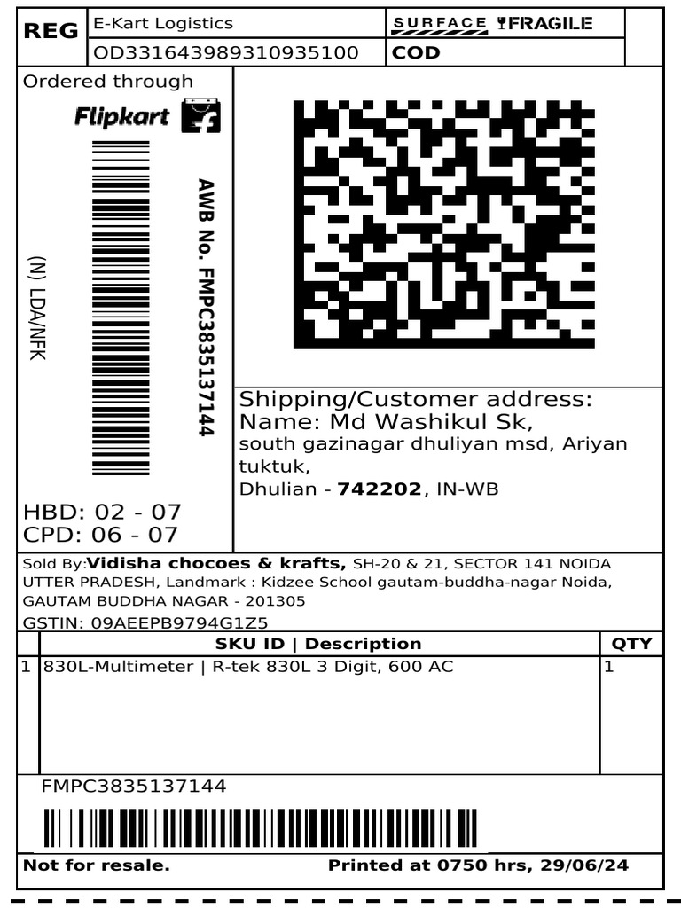 Flipkart Labels 29 Jun 2024 07 50 - Cropped | PDF | Invoice | Payments