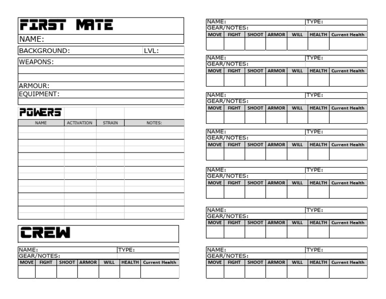 Crew Sheet First Mate | PDF | Self-Improvement | History