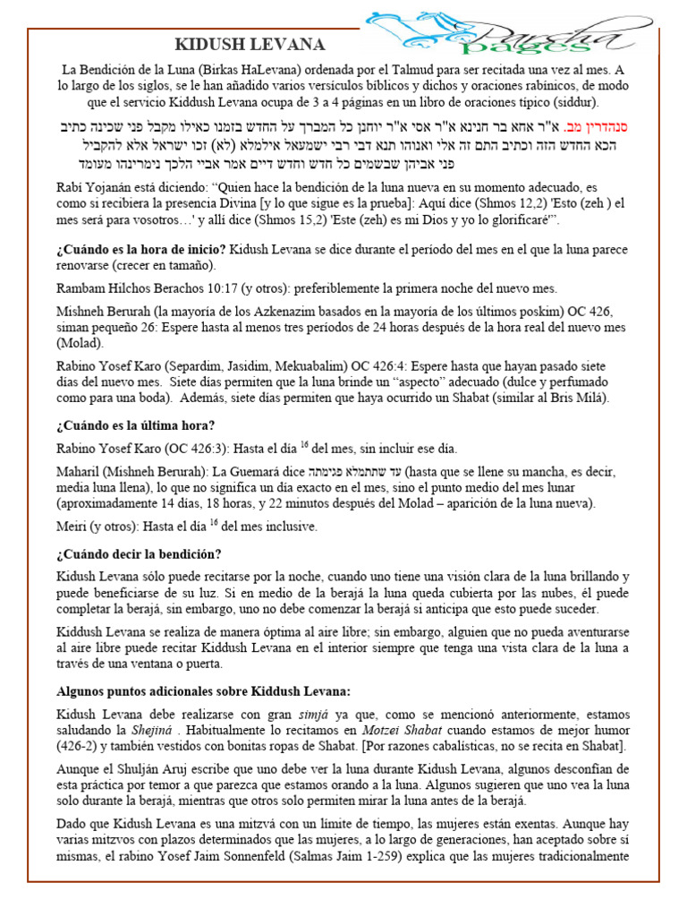 Kidush Levaná | PDF | Judios y judaísmo | Creencia y doctrina judía