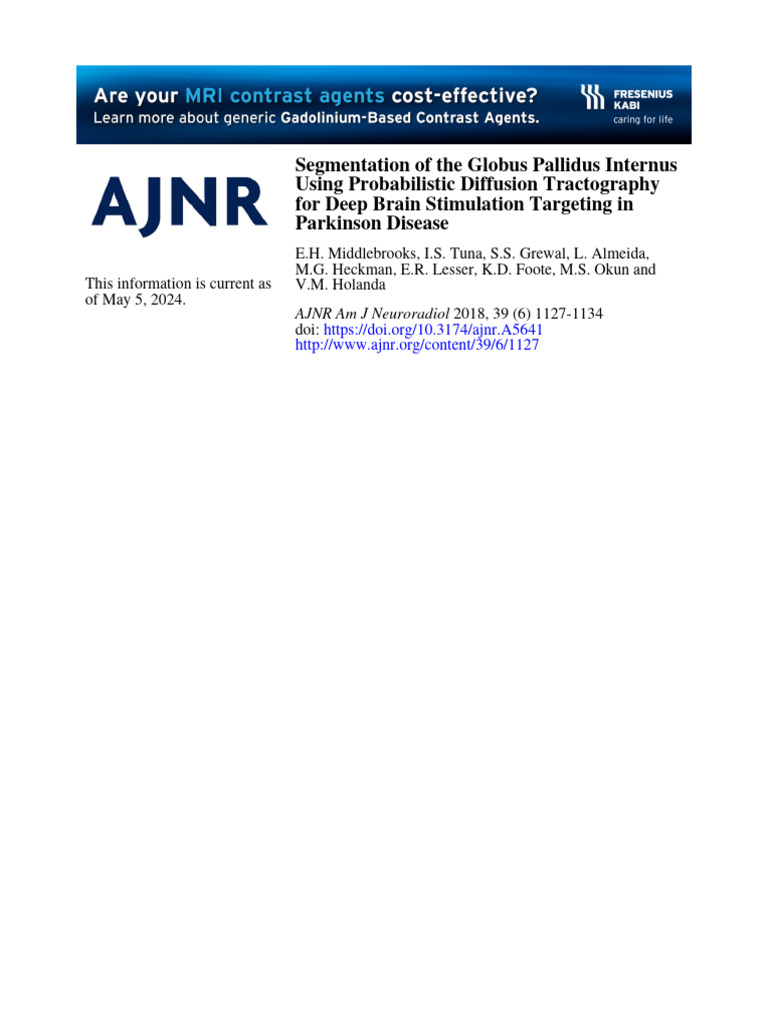Segmentation of The GpI | PDF | Basal Ganglia | Deep Brain Stimulation