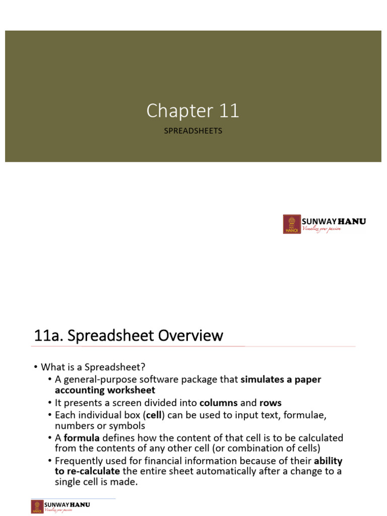 11 - Spreadsheets | PDF | Spreadsheet | Computing