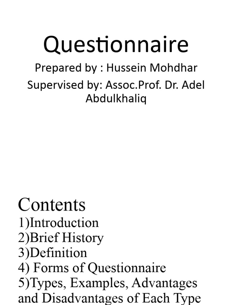 Questionnaire Assignment | PDF | Questionnaire | Quantitative Research