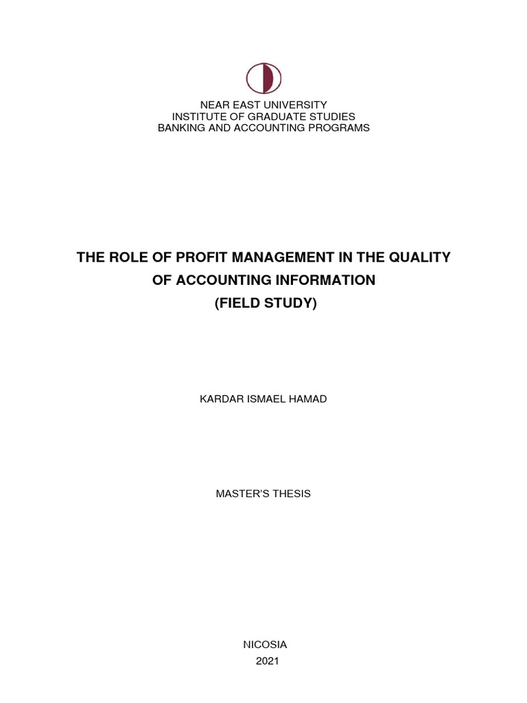 The Role of Profit Management in The Quality of Accounting Information ...
