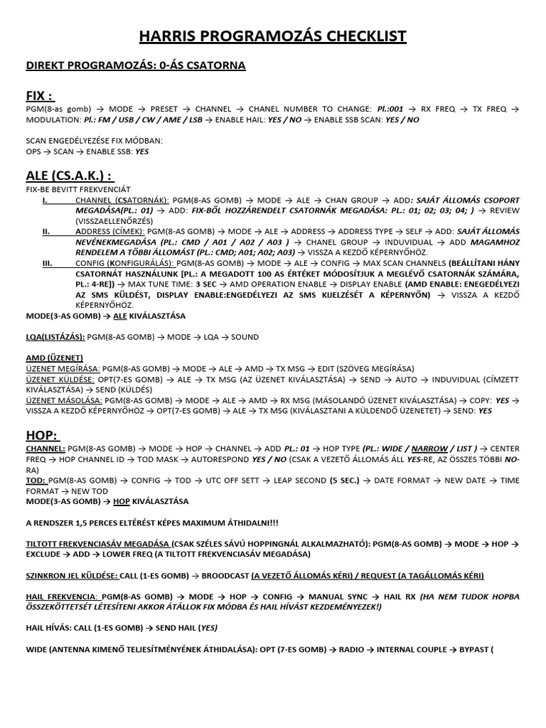 Harris Programozás CHECKLIST | PDF
