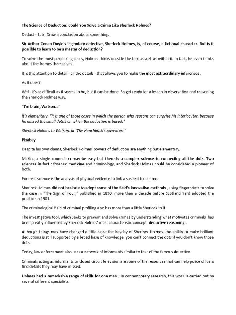 The Science of Deduction | PDF | Sherlock Holmes | Dr. Watson