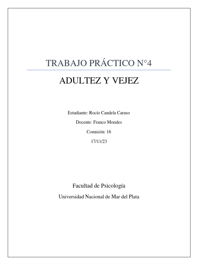Entrevista: Adultez y Vejez en Mar del Plata | PDF | Adultos | Ciencias del comportamiento