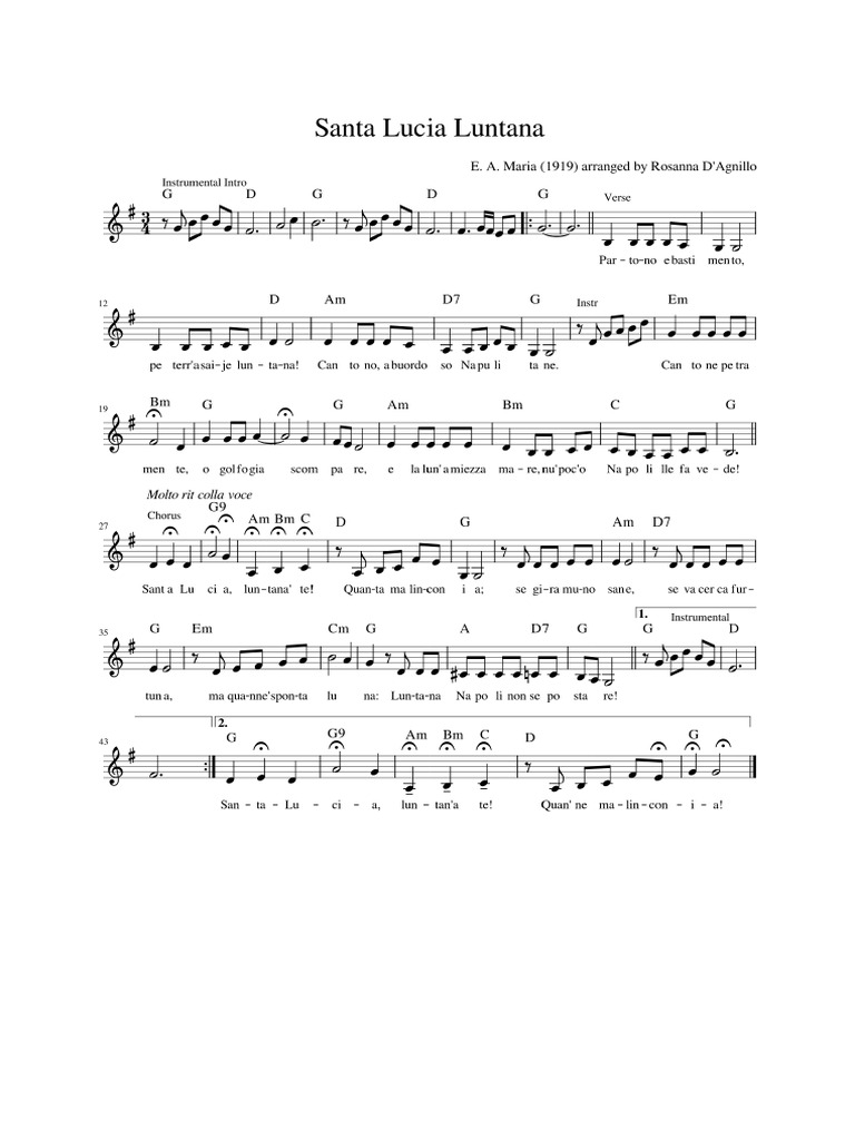 Santa Lucia Luntana | PDF