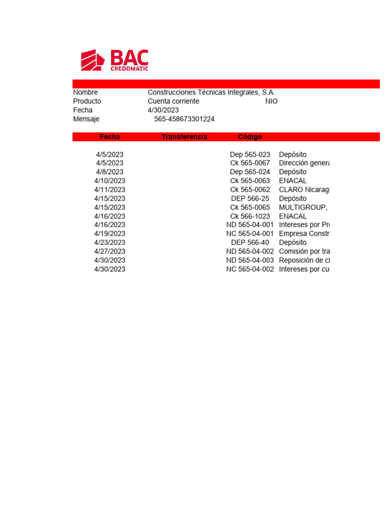 Formato EC BAC | PDF | Industrias de servicio | Finanzas personales