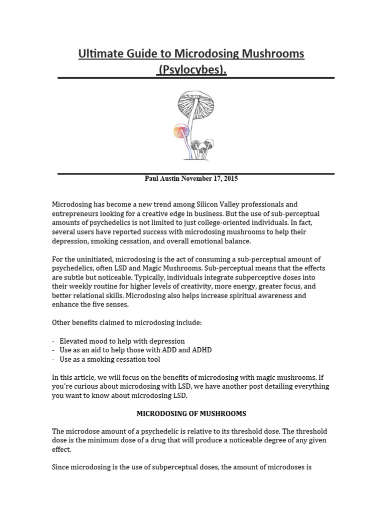 Guide To Microdosing Mushrooms - Psilocybe), by TheThirdWave. | PDF | Psychedelic Drugs | Major ...