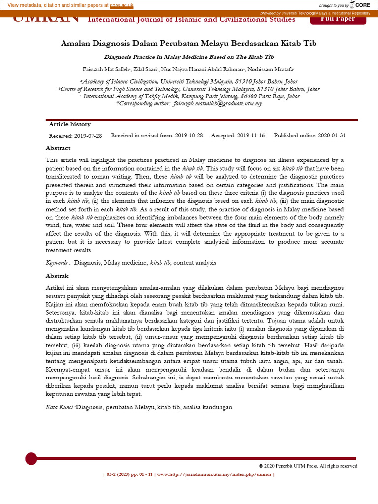 Kitab Tib Perubatan Melayu | PDF