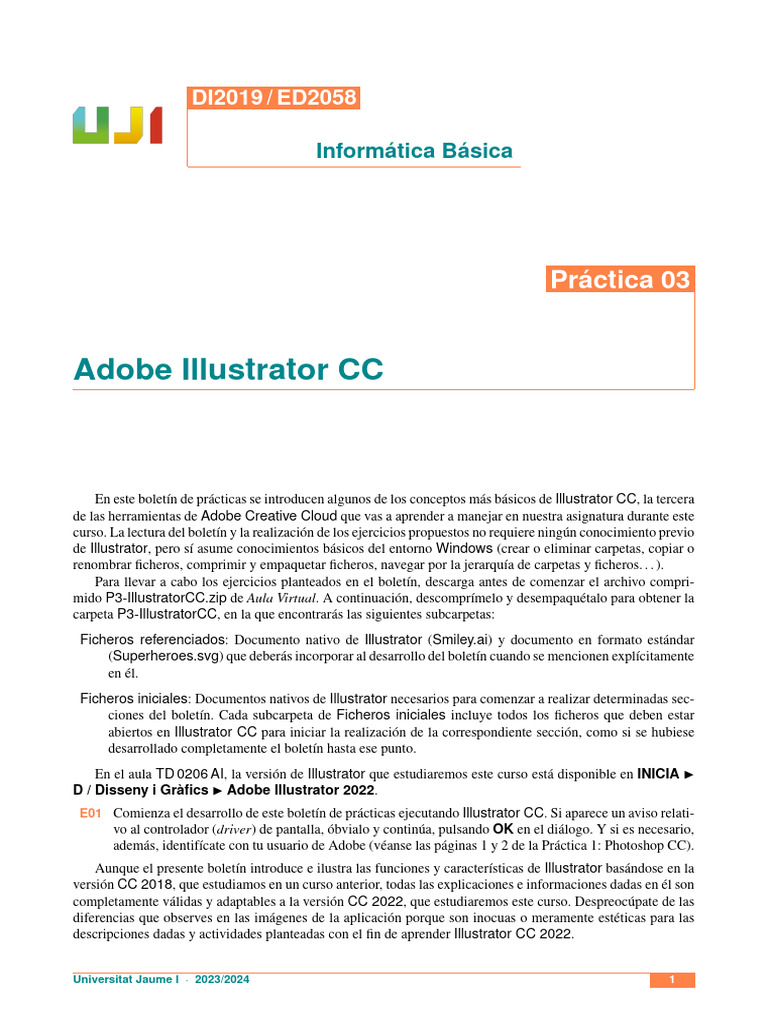 Practica Illustrator Cc Pdf Archivo De Computadora Ventana