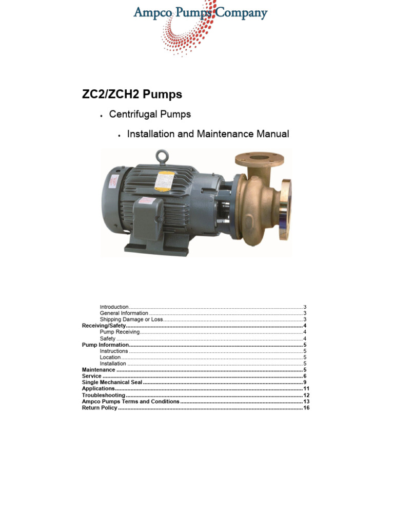 Bomba Ampco ZCH ZCH2 | PDF | Letter Of Credit | Pump
