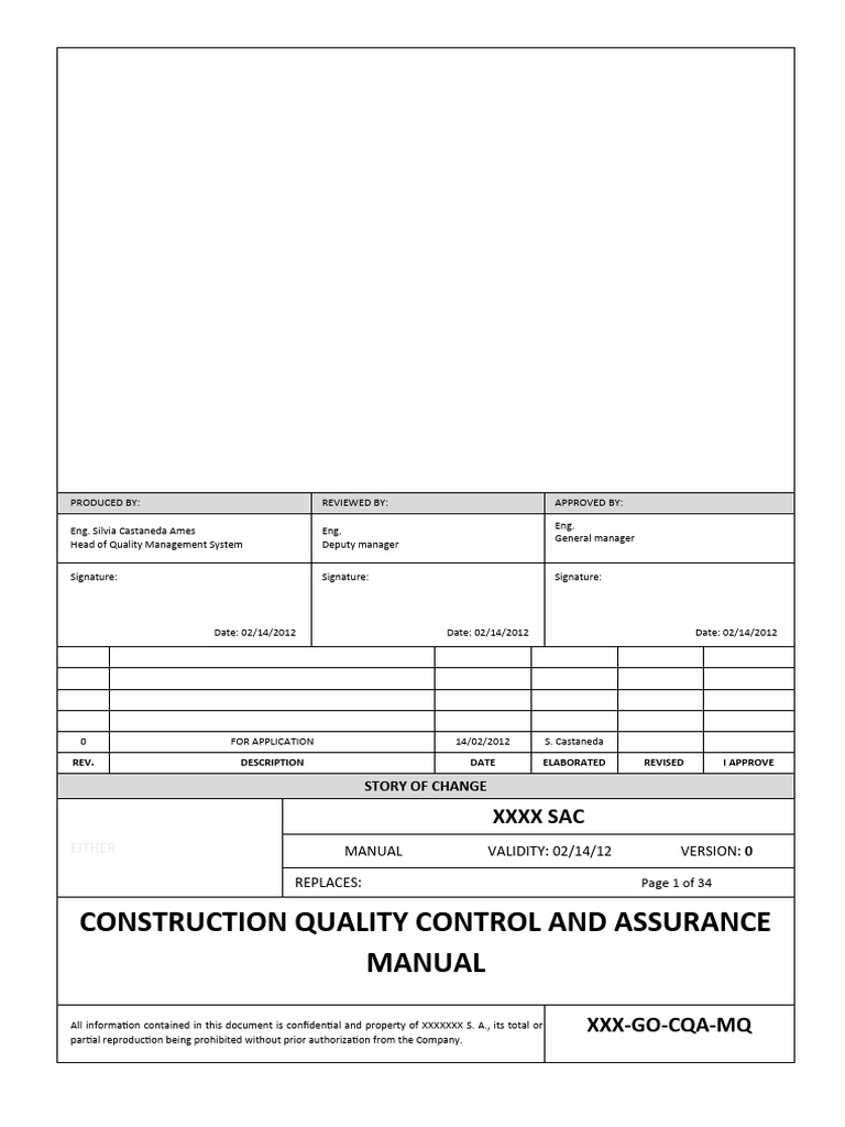 Construction Quality Control Manual | PDF | Concrete | Specification ...