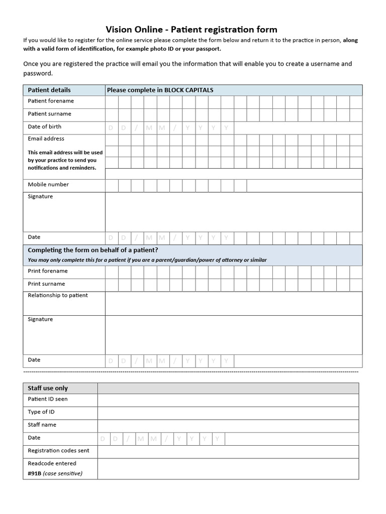 Vision Online Registration Form | PDF | Identity Document ...