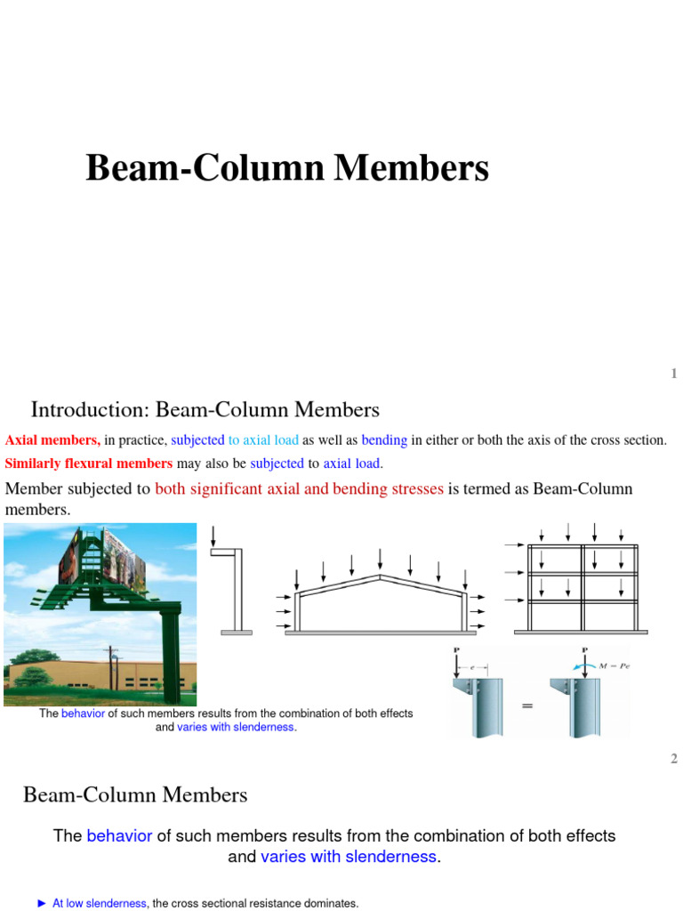Chapter Four Part II Beam Column | PDF | Buckling | Bending