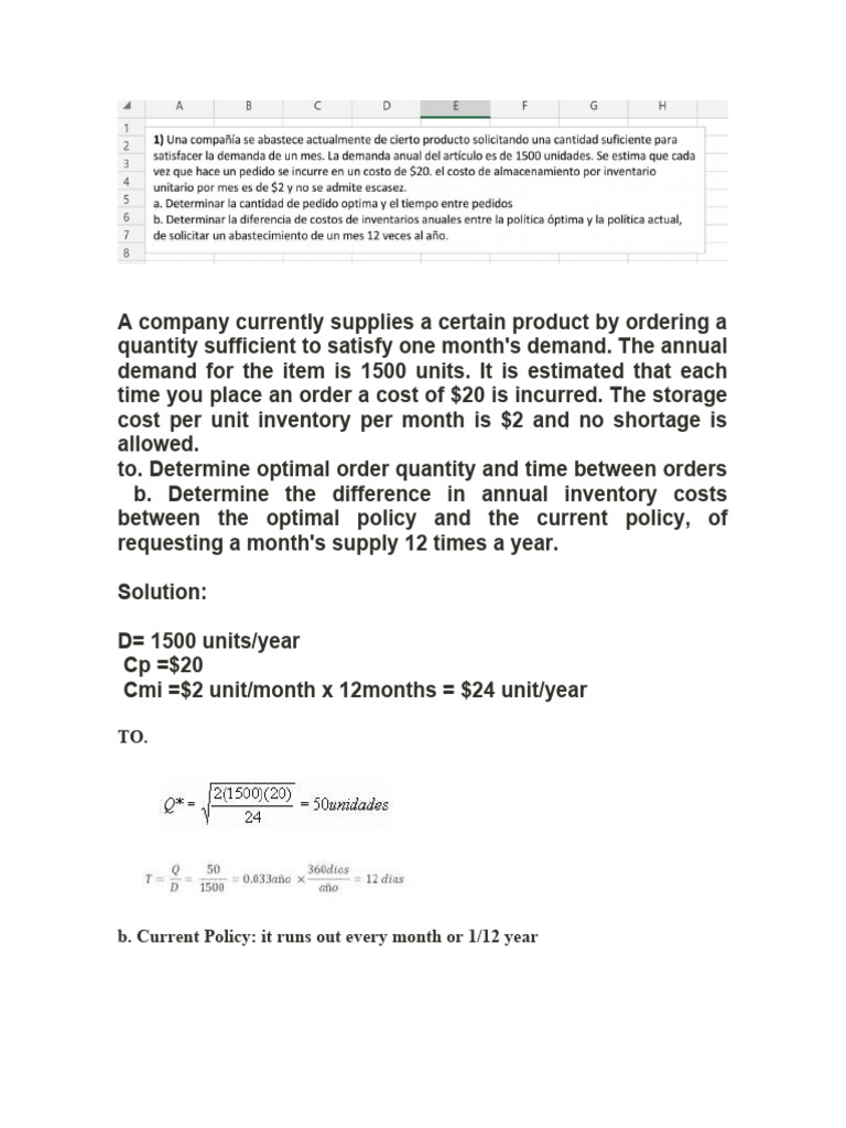 A Company Is Currently Supplying A Certain Product by Requesting A ...