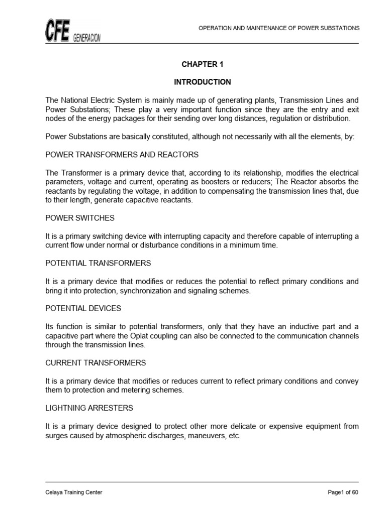 Operation and Maintenance Manual | PDF | Electrical Substation ...