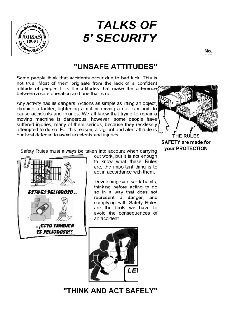 UNSAFE ATTITUDES Safety Talk PDF | PDF