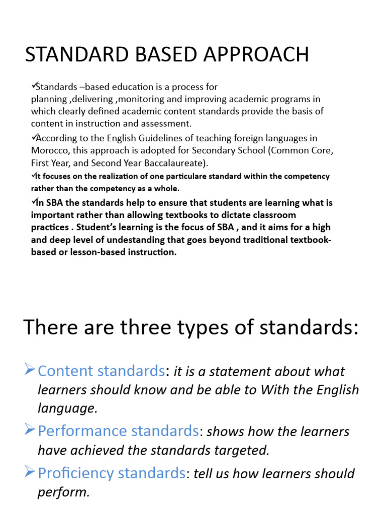 Standard Based Approach | PDF | Learning | Communication