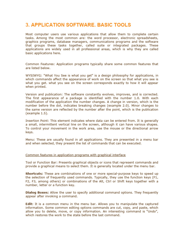 Application Software Basic and Advanced Tools | PDF | Application ...