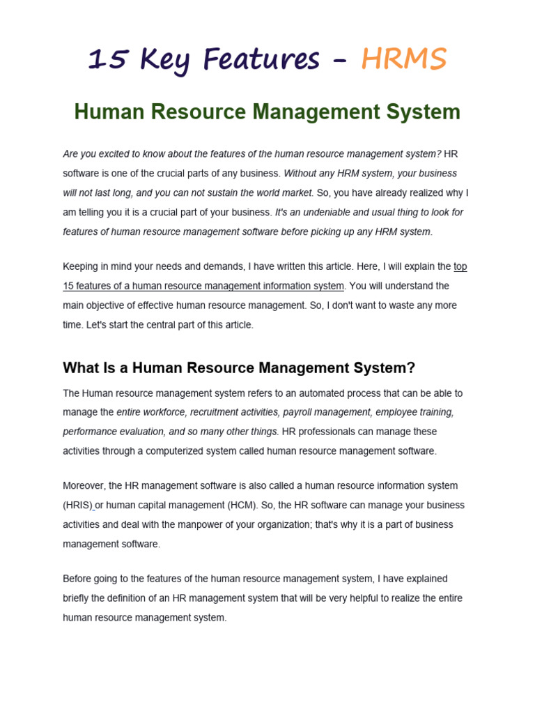 AIOS - HRMS Key Features | PDF | Human Resources | Human Resource ...