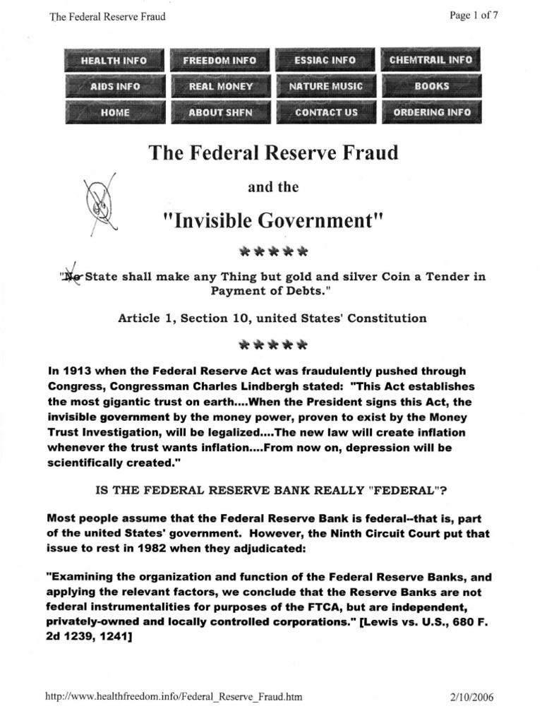 Federal Reserve Fraud | PDF