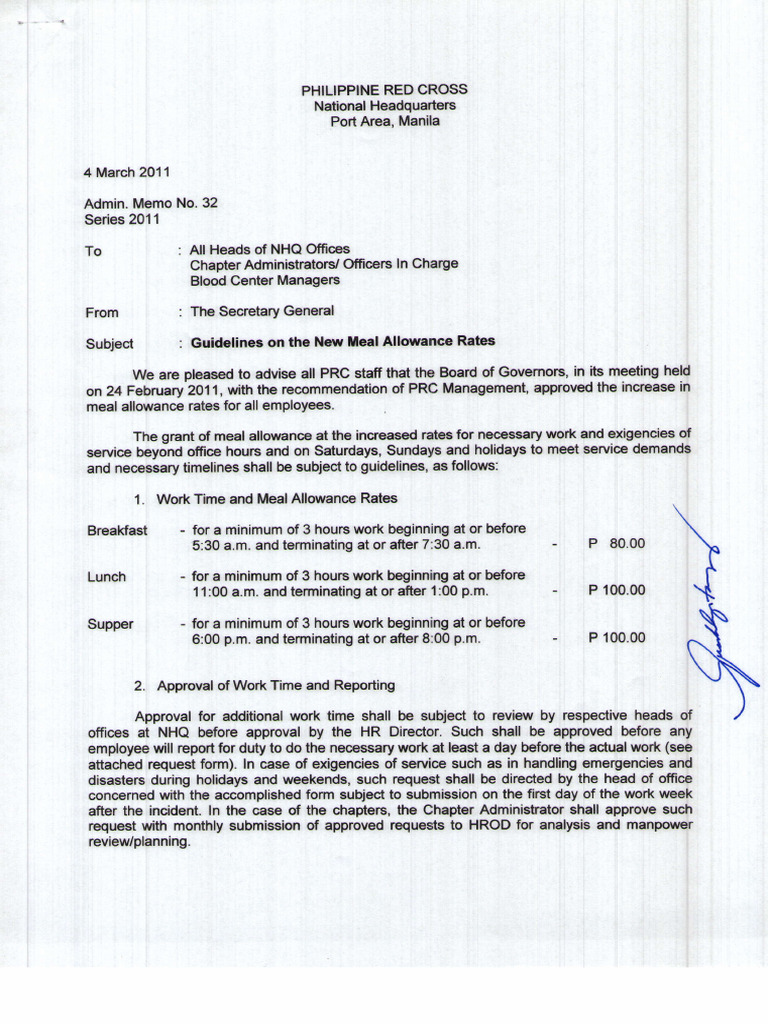 PBC.4.4.Admin Memo 32 Series 27 Guidelines On The New Meal Allowance ...