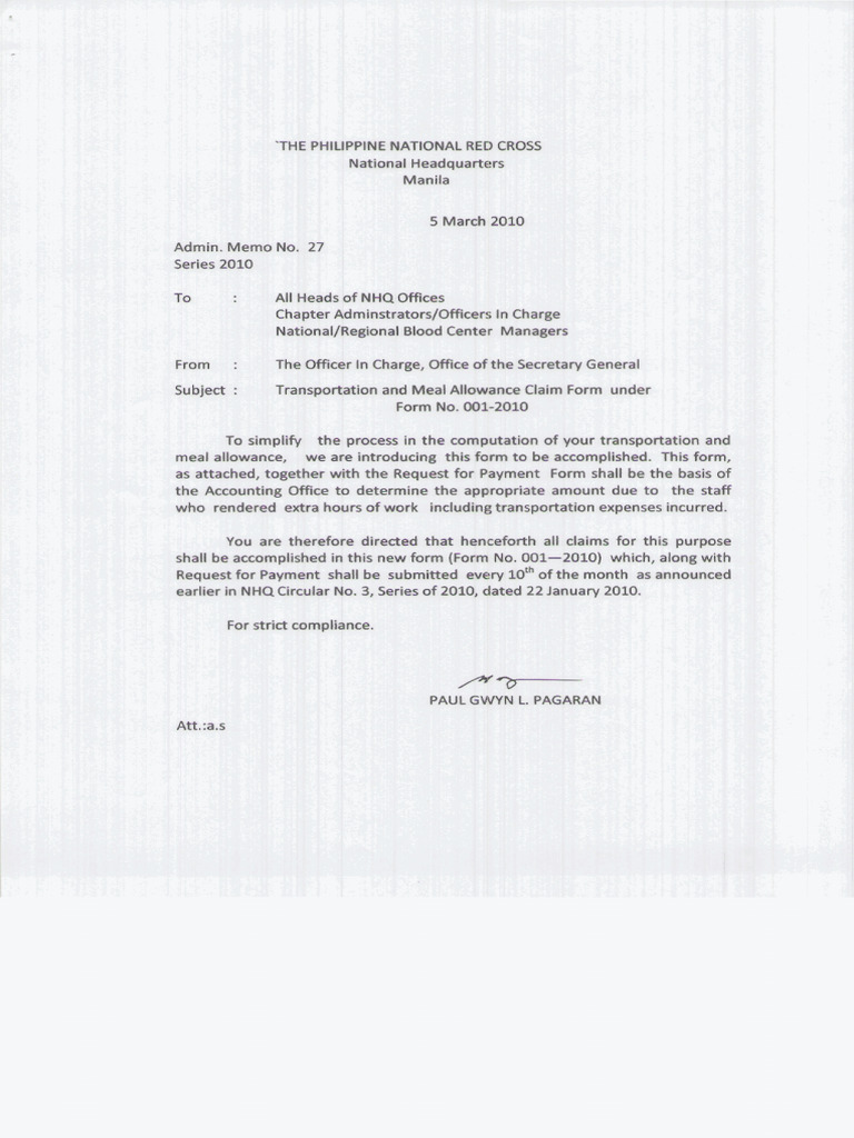 PBC.4.18.Admin Memo 27 Series 2010 Transportation and Meal Allowance ...