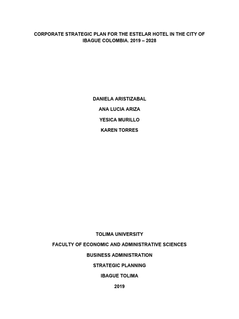 Stellar Corporate Strategic Plan | PDF | Tourism | Strategic Planning