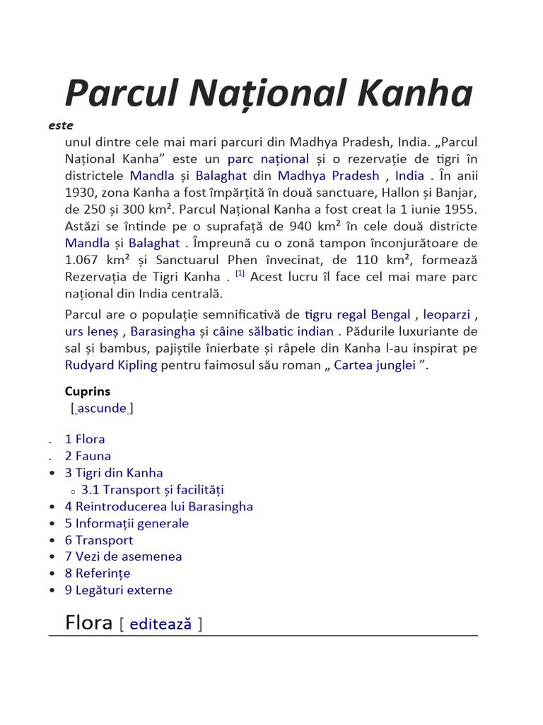 Parcul Național Kanha | PDF