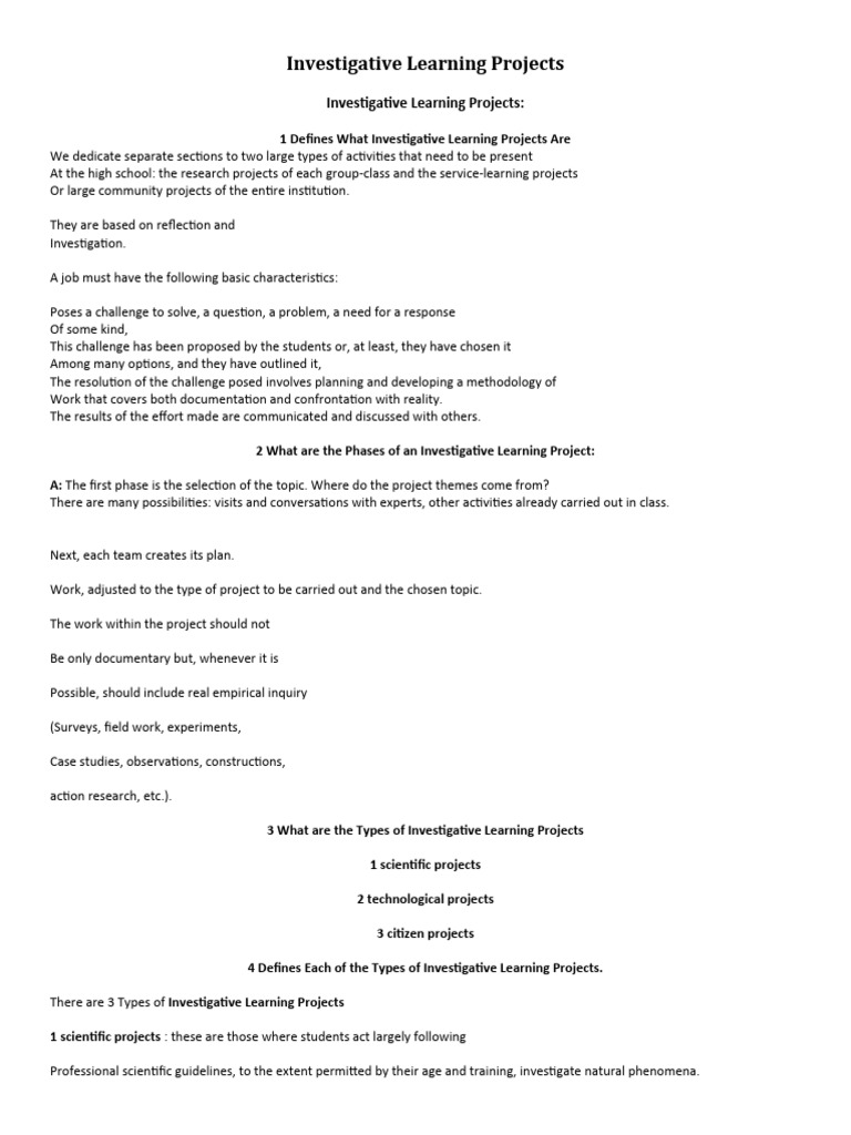 High School Investigative Projects | PDF | Methodology | Qualitative ...