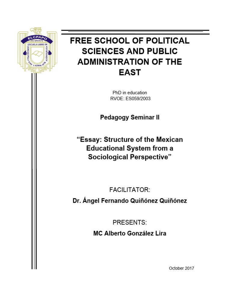 Essay Structure of The Mexican Educational System | PDF | Sociology