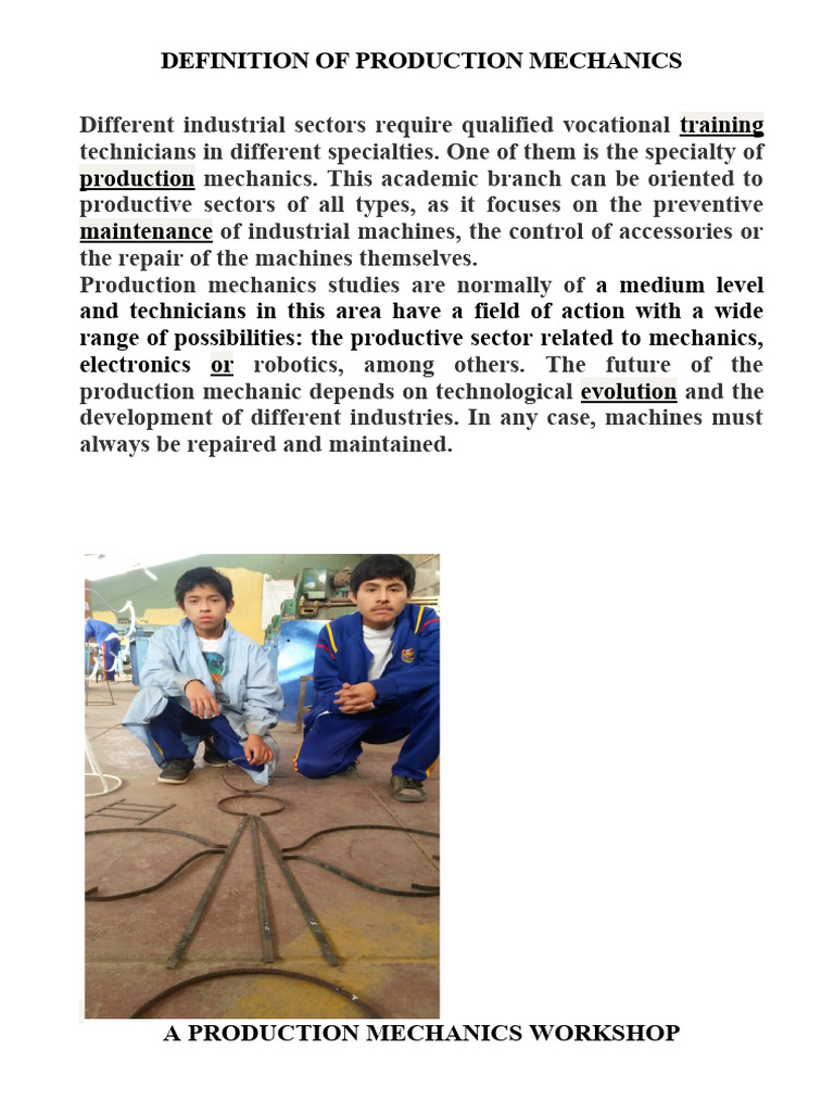 Definition of Production Mechanics | PDF | Machines | Robotics