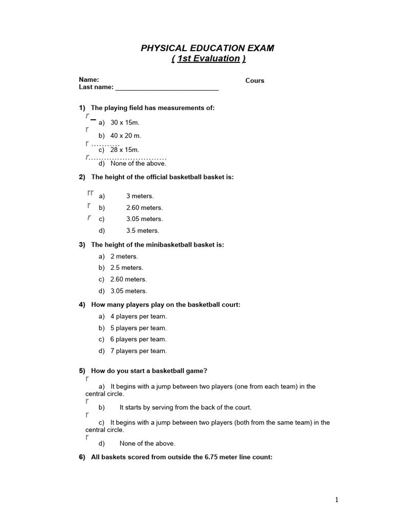Basketball Physical Education Exam 2 That | Download Free PDF ...